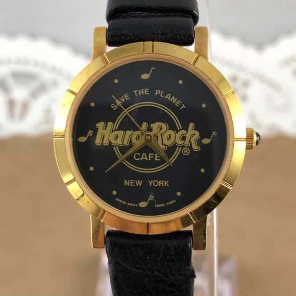 Hard Rock Cafe | Accessories | Vintage Hard Rock Cafe Watch Gold Black ...